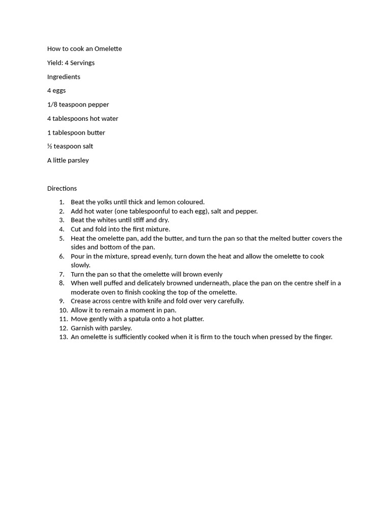 How To Cook An Omelette | PDF