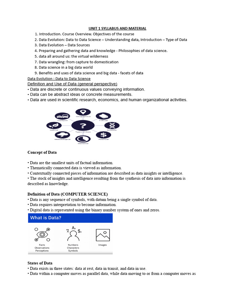 Data Evolution Unit 1 Material | PDF | No Sql | Databases