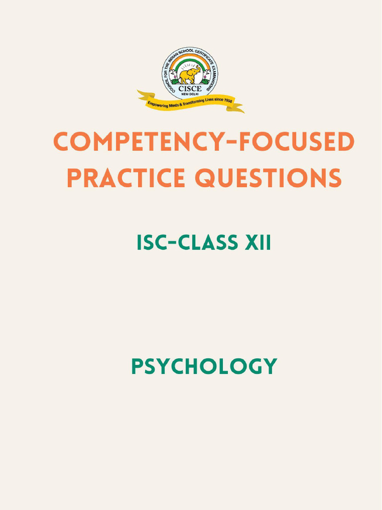 CFQ Isc Psychology Xii | PDF | Mental Disorder | Psychotherapy