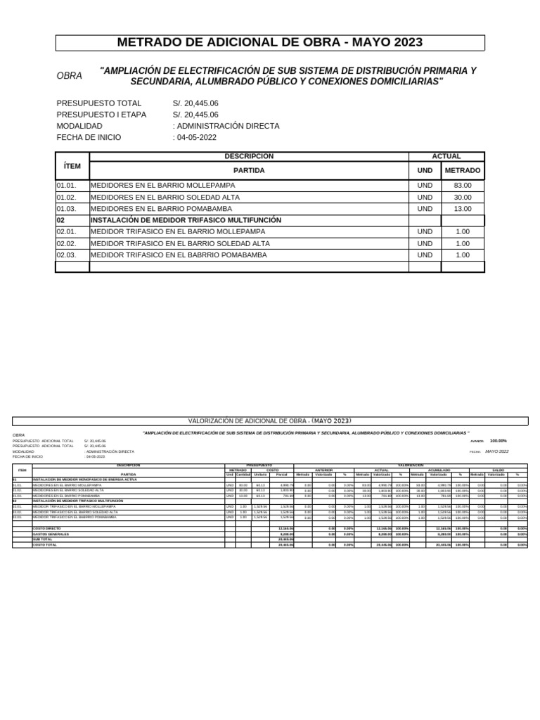 5. Valorización de Adicional de Obra | PDF