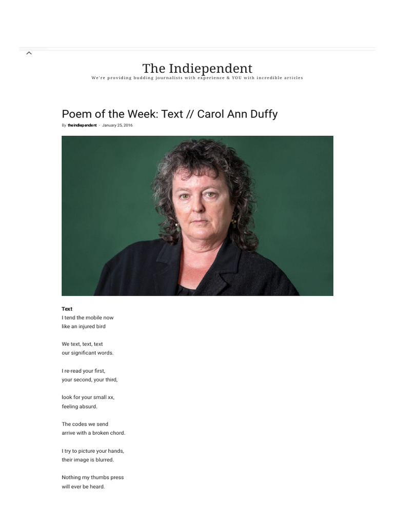 Duffy's "Text": Love in the Digital Age | PDF | Poetry