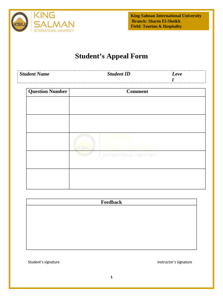 Student's appeal Form | PDF