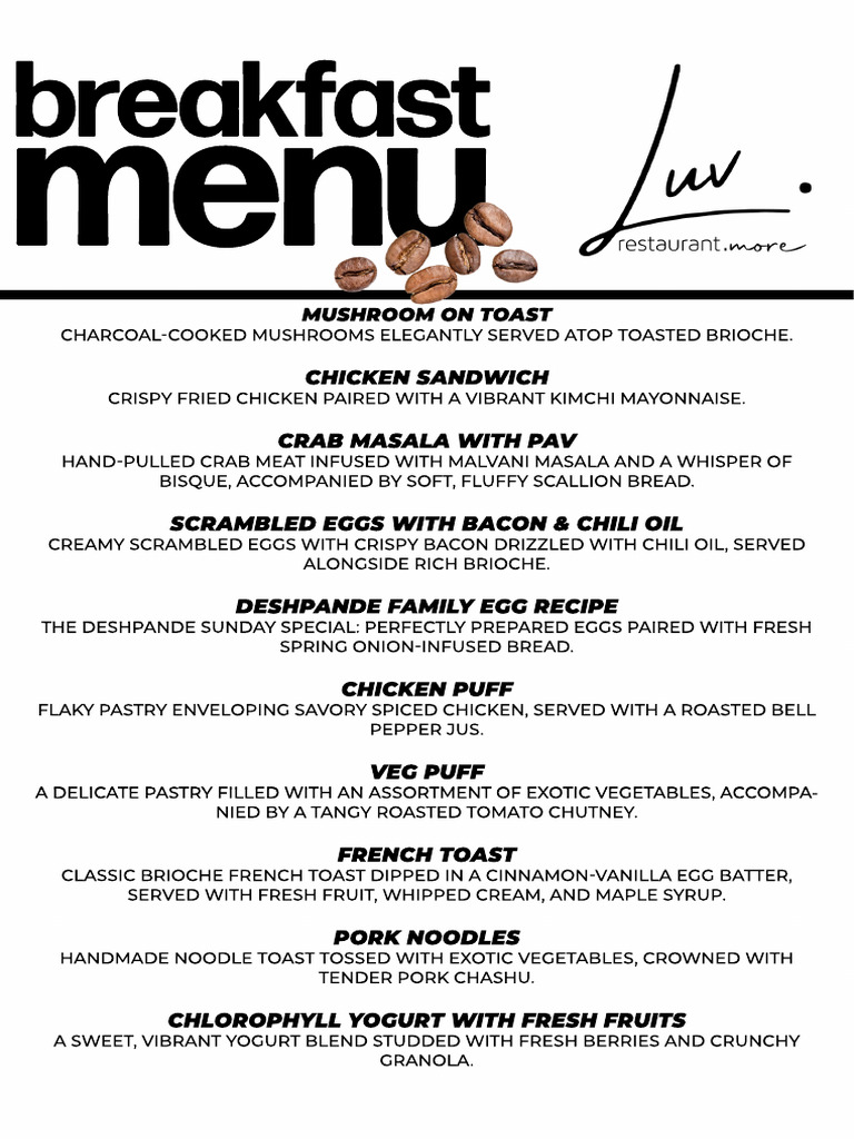 Bfast Menu 1 | PDF