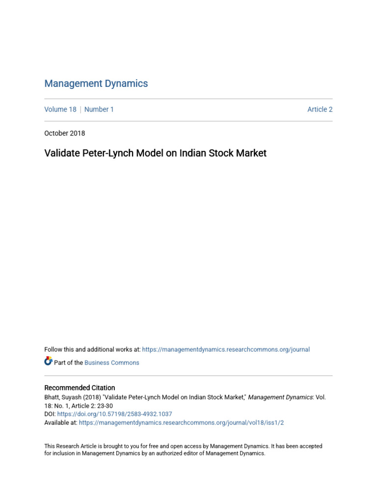Validate Peter-Lynch Model On Indian Stock Market | PDF | Peg Ratio ...