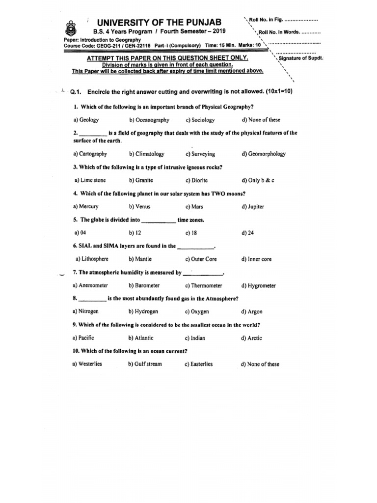 P2019 Geog-211 | PDF