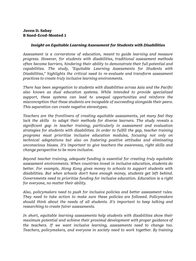 SABAY - Insight Paper | PDF | Inclusion (Education) | Disability