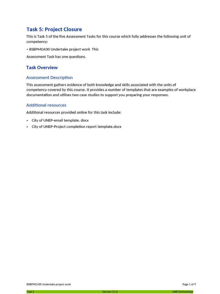 Project Closure Report for UNEP | PDF | Business