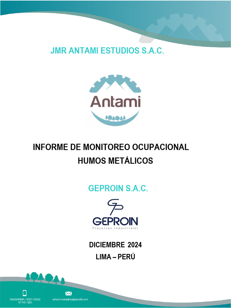 Informe de Humos Metalicos - Geproin S.A.C. | PDF | Seguridad y salud ...