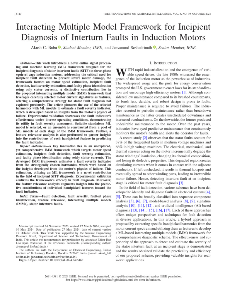 Interacting Multiple Model Framework For Incipient Diagnosis of ...