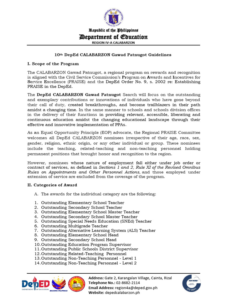 10th-Gawad Patnugot Search Guidelines | PDF | Accountant | Teachers