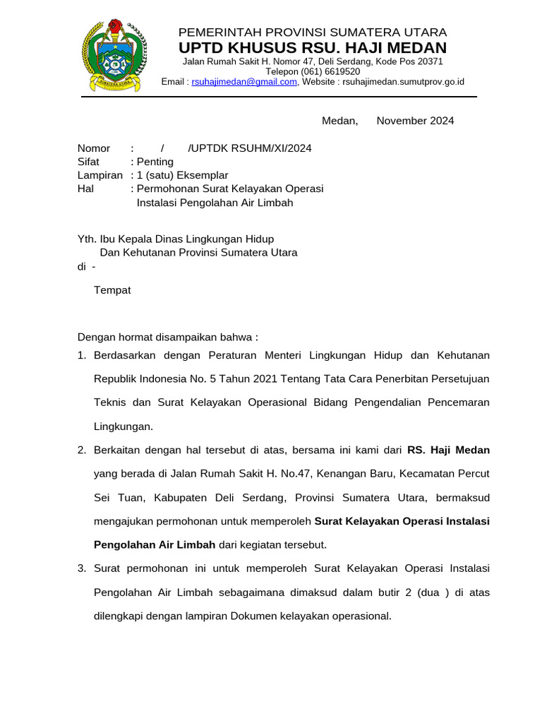 Permohonan Surat Kelayakan Operasional | PDF