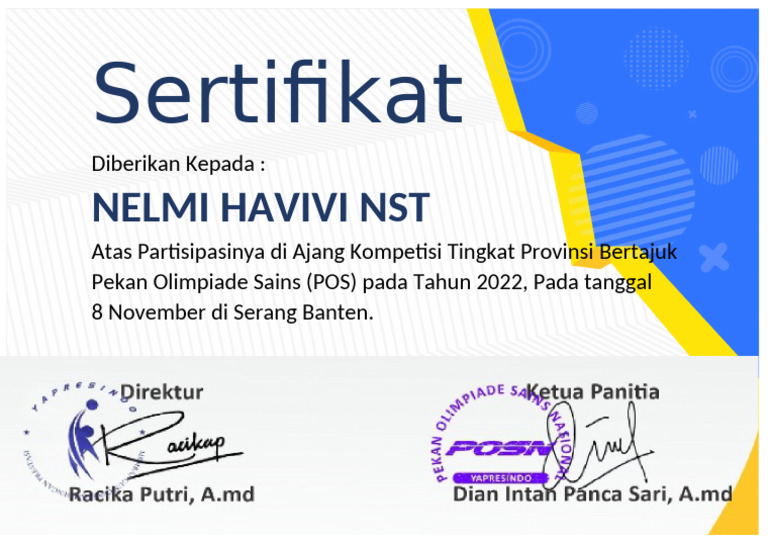 Sertifikat Partisipasi POS 2022 | PDF