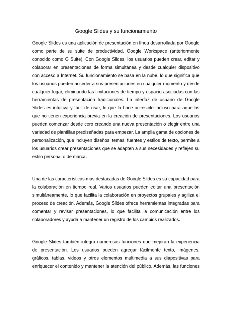 Cómo funciona Google Slides en línea | PDF | Informática | Software