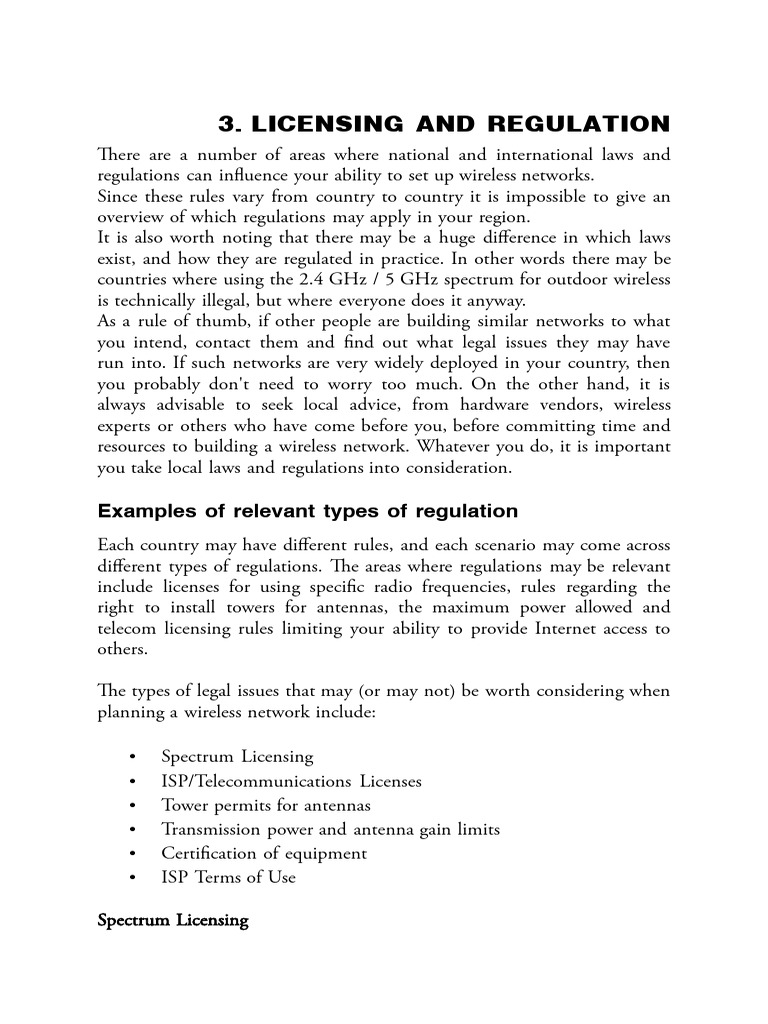 ch03 Licensing and Regulation | PDF | Radio Spectrum | Wireless