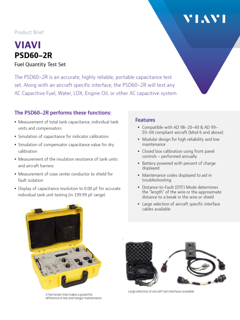 Viavi - psd60 2r Fuel Quantity Test Set Brochures en | PDF ...