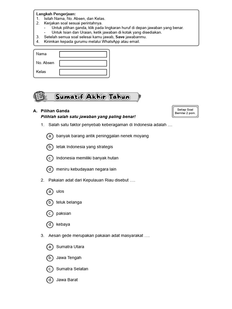 SD Pendidikan Pancasila 5 Sumatif Akhir Tahun | PDF