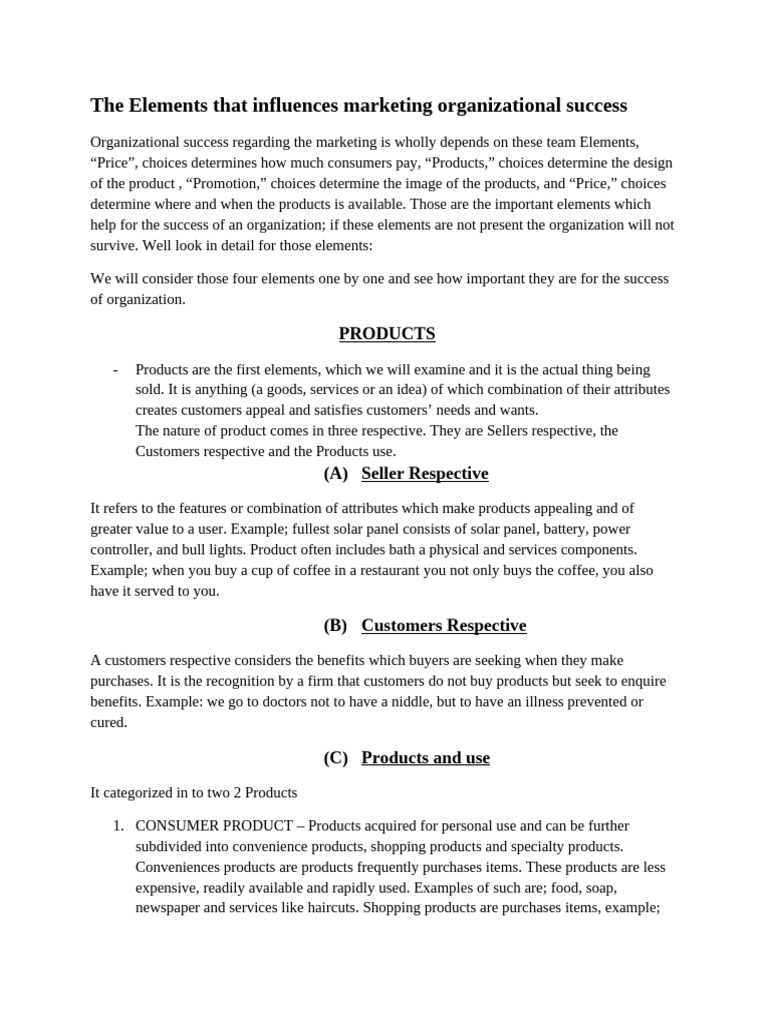 Key Elements of Marketing Success | PDF | Pricing | Product (Business)