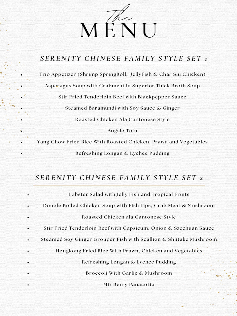 Serenity Menu Option | PDF