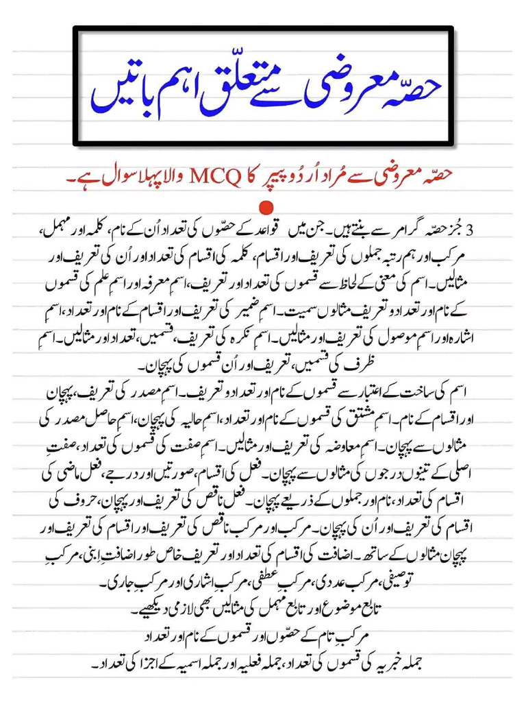 Instructions About Urdu Objectives | PDF