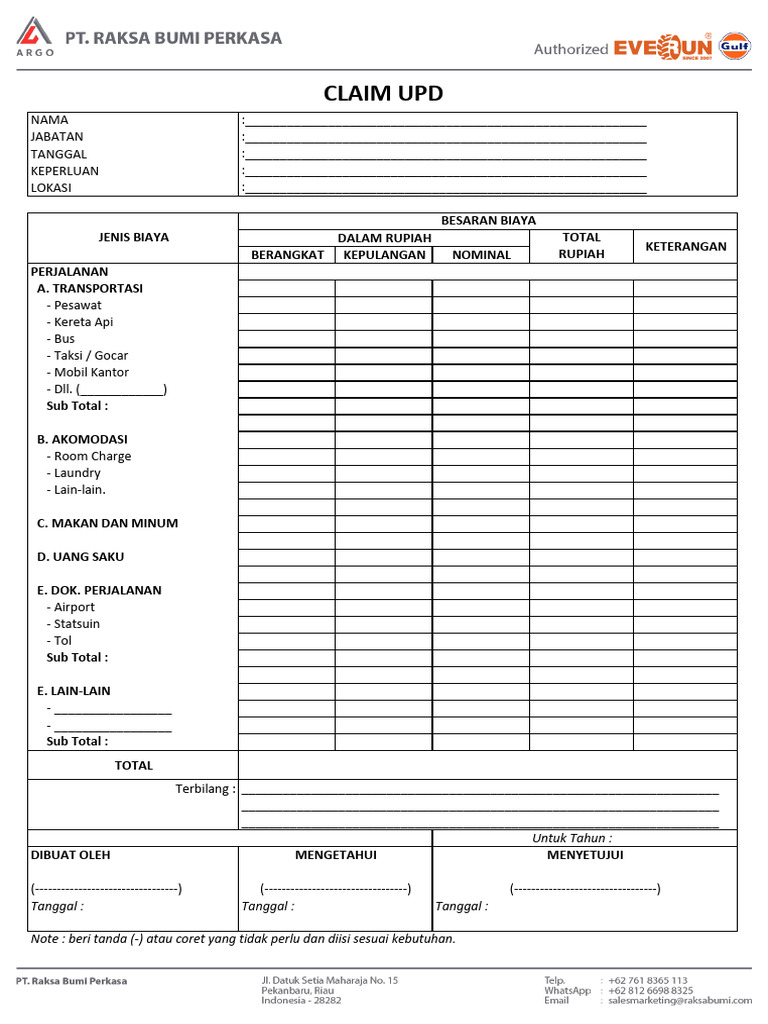 Rincian Biaya Perjalanan Dinas | PDF