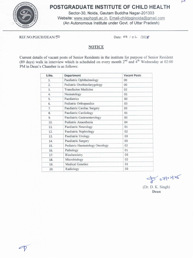 Notice Senior Residents | PDF