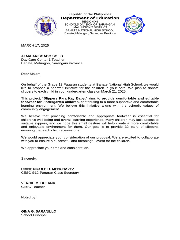 CESC Proposal Letter For Maam Solis 1 | PDF