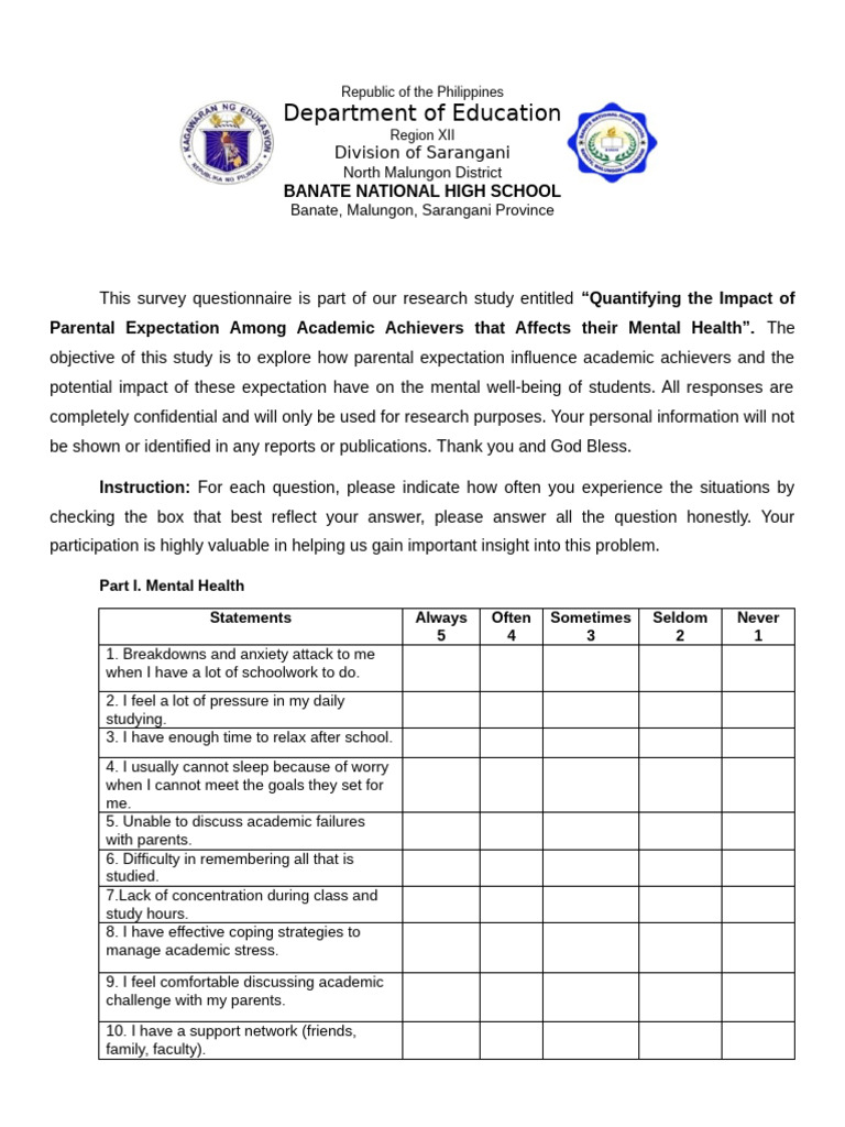 Survey questionnaire ft. Aisa | PDF | Mental Health | Mental Disorder
