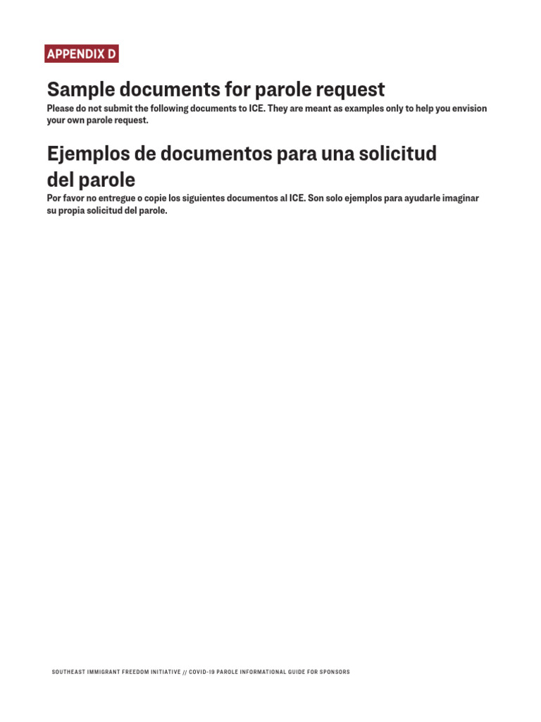 Sifi Appendix D-Covid-19 Parole Request Examples of Supporting ...