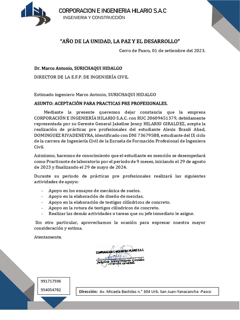 Practicas Carta de Aceptacion Alexis | PDF