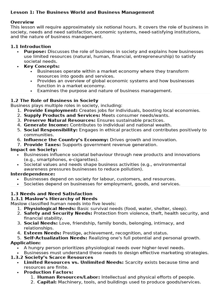 MNB1501 - Lesson 1 - Study Notes | PDF | Socialism | Capitalism