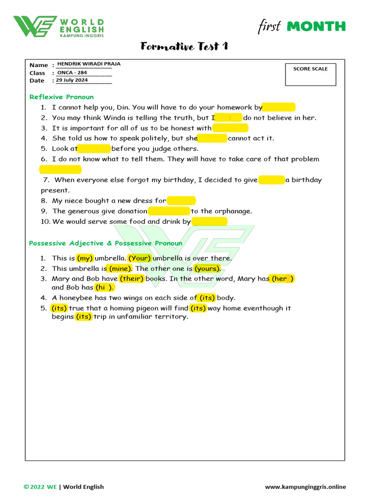 Formative Test 1 - Hendrik W.D | PDF