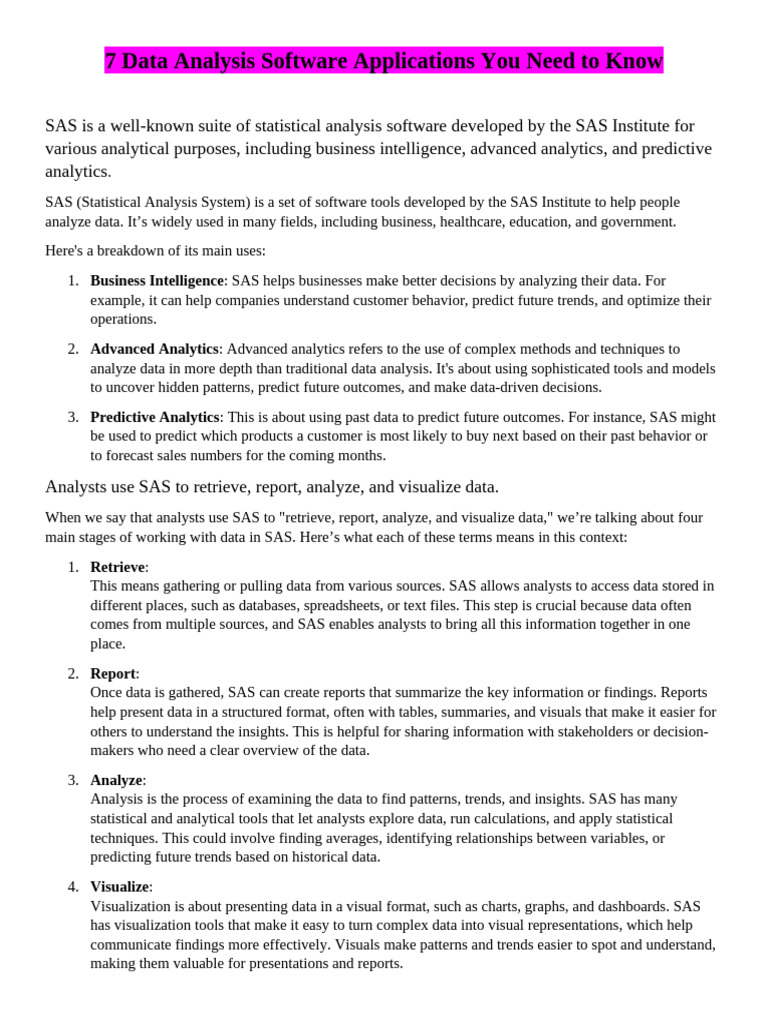 7-Data-Analysis-Software-Applications-You-Need-to-Know | PDF | Data Analysis | Sas (Software)