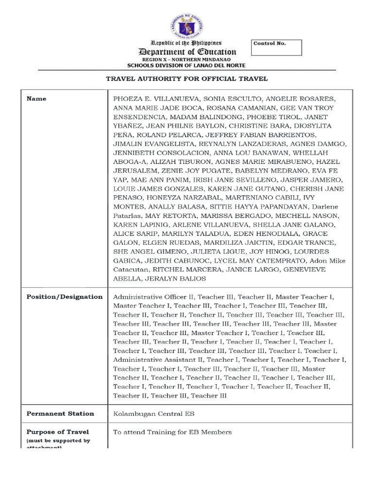 Travel Order | PDF
