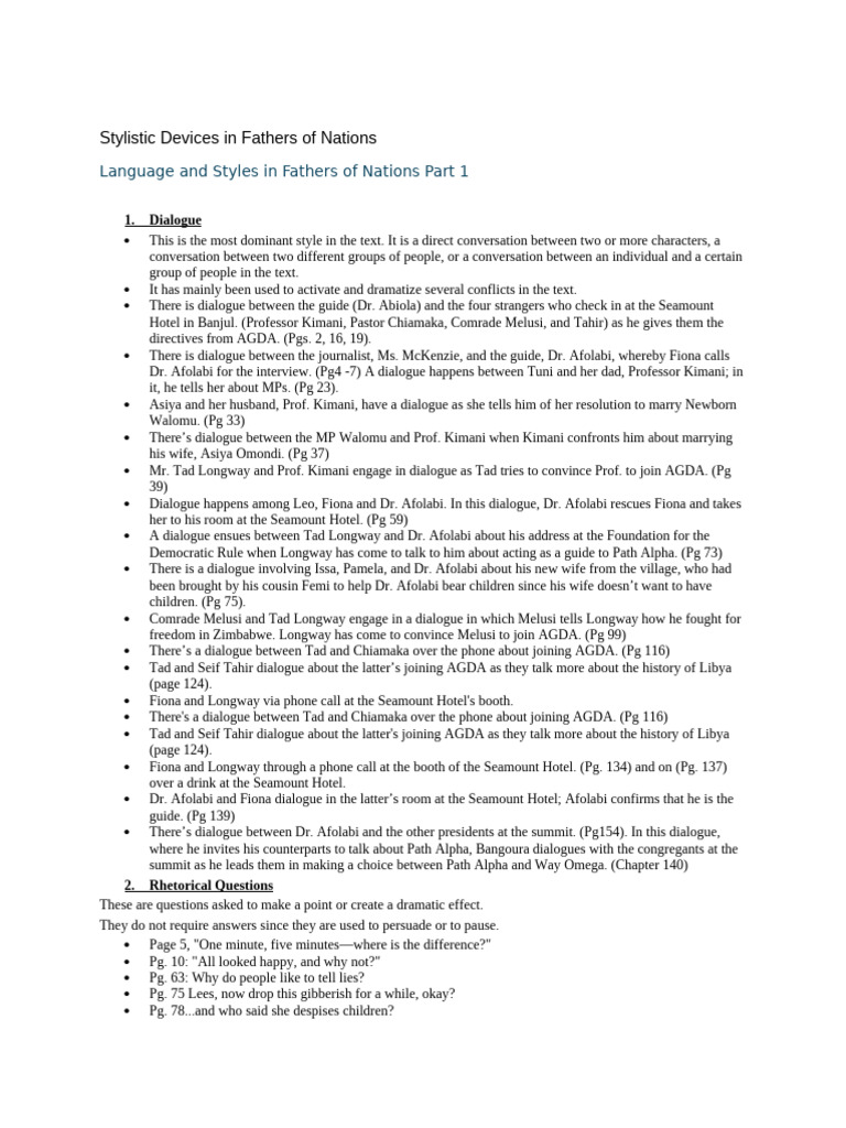 Stylistic Devices in Fathers of Nations | PDF