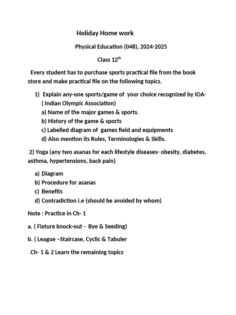 Holiday Homework | PDF