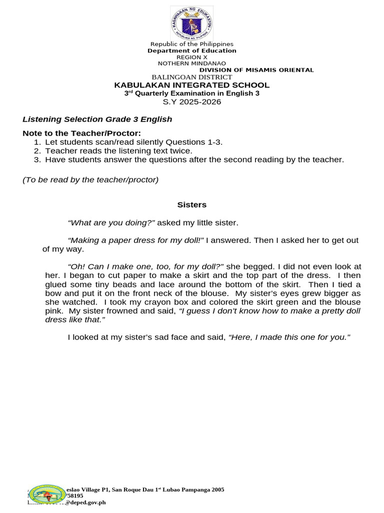 GR 3 Eng 3rd QE 2022 2023 | PDF