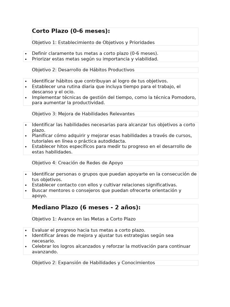 Plan de Acción para Lograr Objetivos | PDF