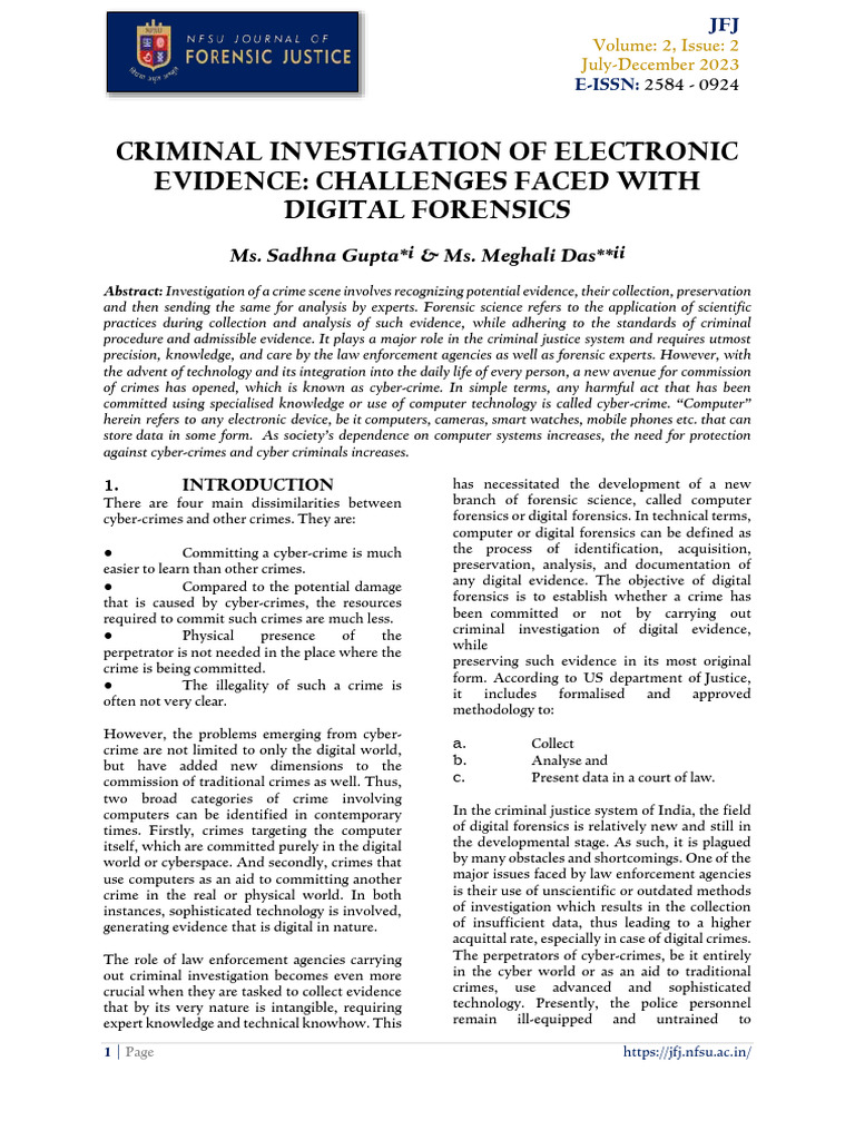 (1-16) Criminal Investigation of Electronic Evidence Challenges Faced ...