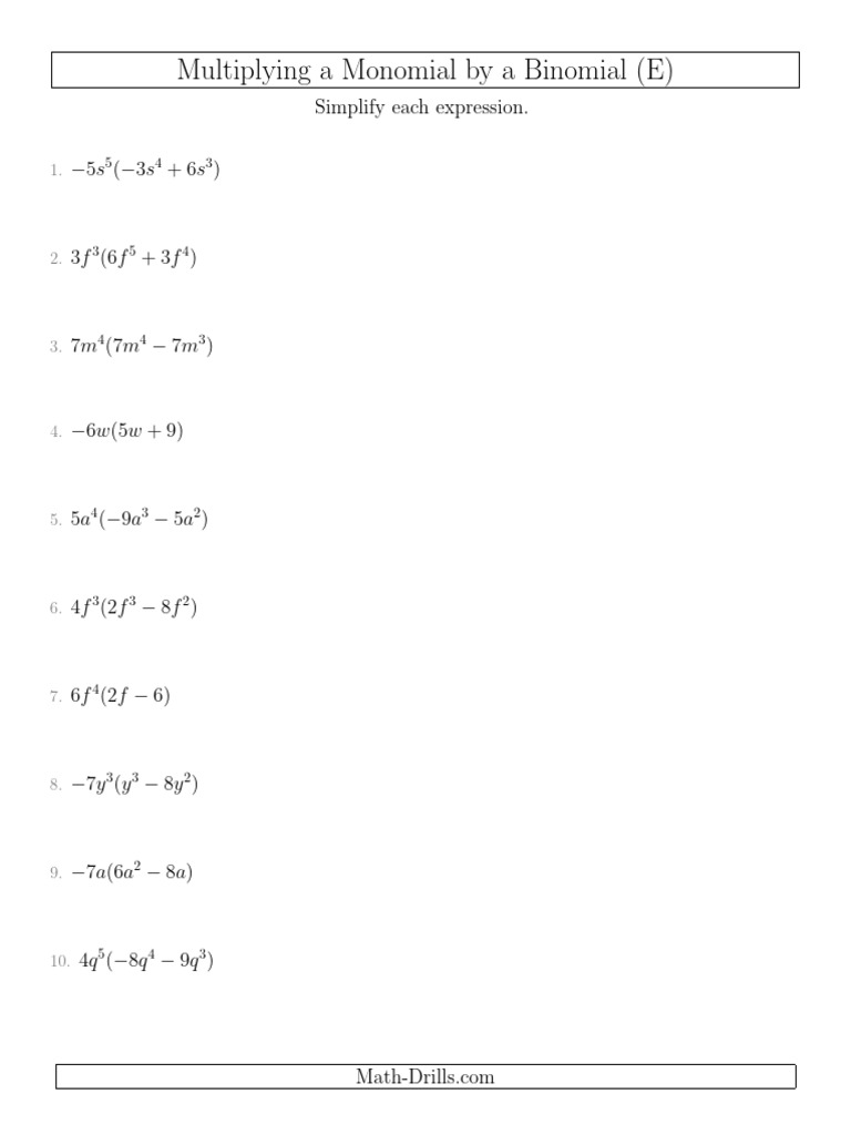 Polynomials Multiplying Monomial Binomial Nothirdfactor 005.1426774615 ...