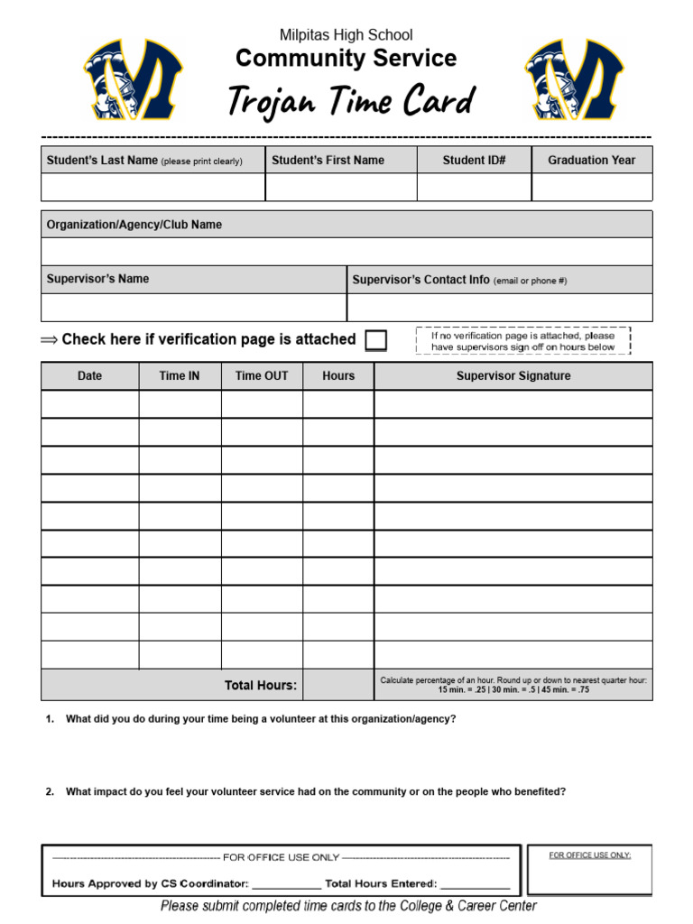 PAPER Trojan Time Card | PDF