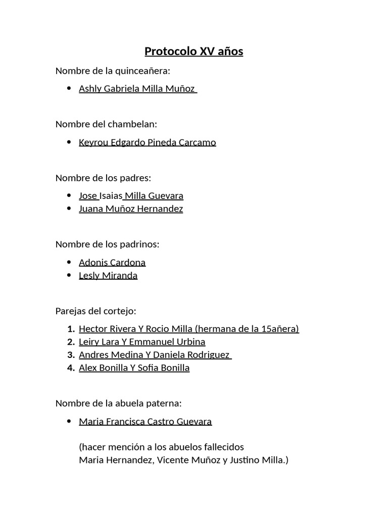 Programa XV Años | PDF | Rituales | Observancias