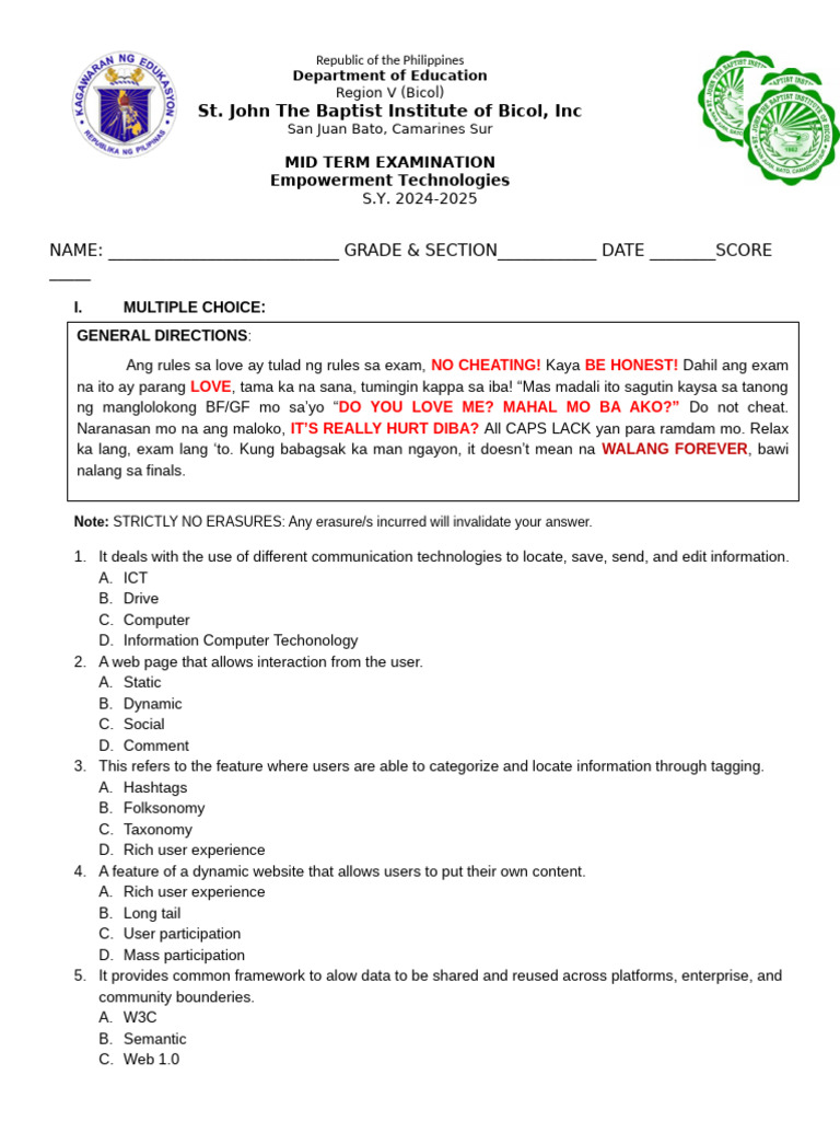 TQ Empowerment Technologies MIDTERM | PDF | World Wide Web | Internet & Web
