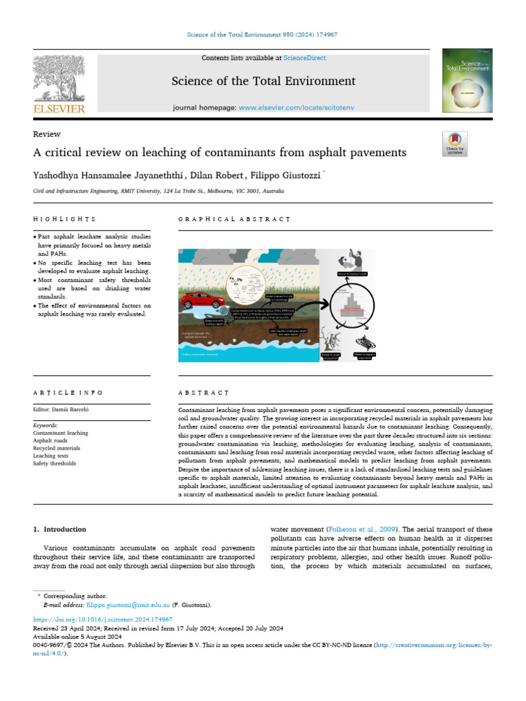 Asphalt Contaminant Leaching Review | PDF | Polycyclic Aromatic ...