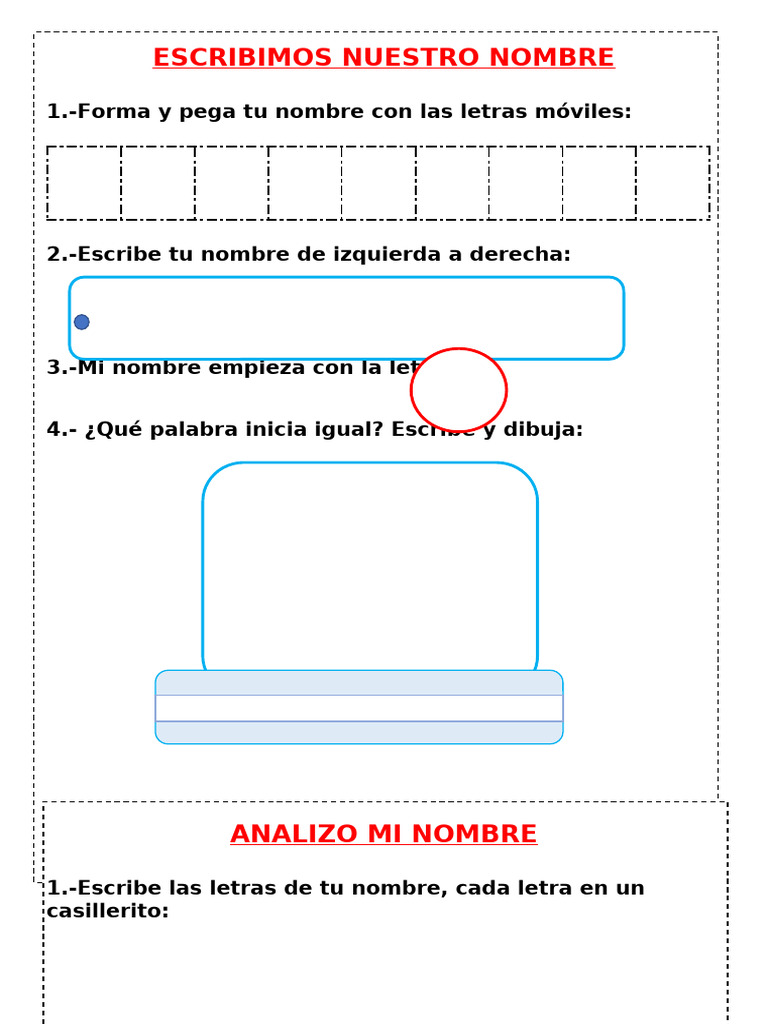 Actividades para Escribir el Nombre | PDF