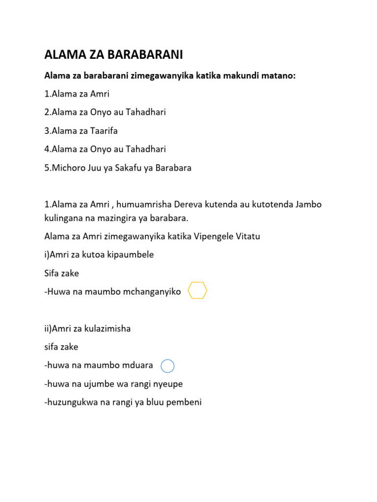 Alama Za Barabarani | PDF