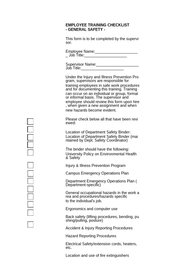 Safety Checklist Sample 1 | PDF