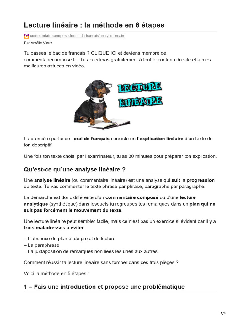 commentairecompose.fr-Lecture linéaire la méthode en 6 étapes | PDF ...
