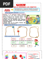 Ficha de Trabajo: Clasificación de Objetos Por Su Tamaño, Color y Forma ...