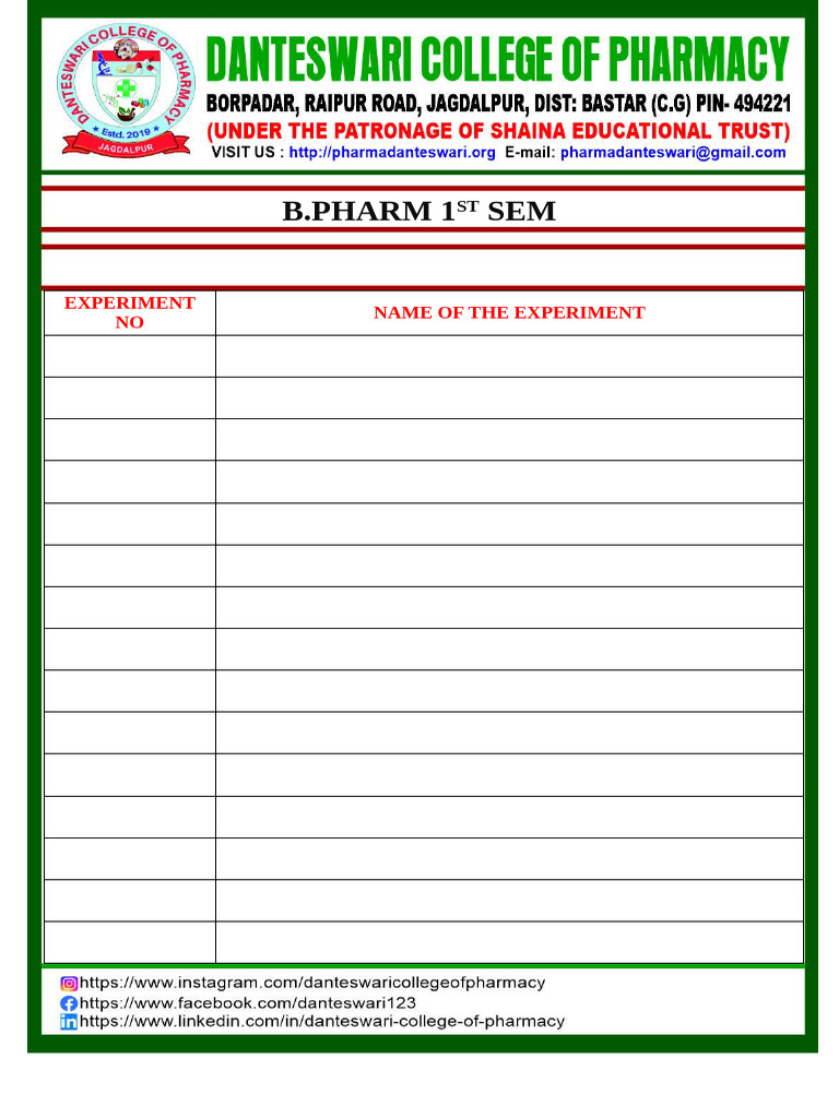 B.Pharm Industrial Pharmacy Experiments | PDF