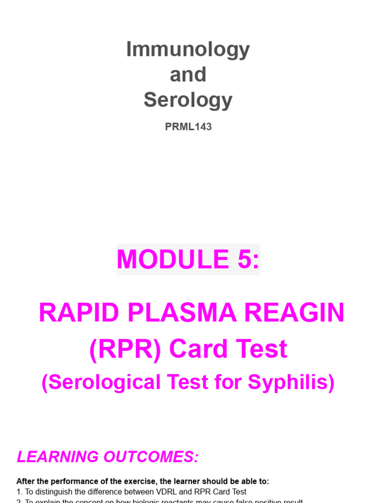 MODULE 5 - RPR Card Test (Syphilis) - 1 | PDF
